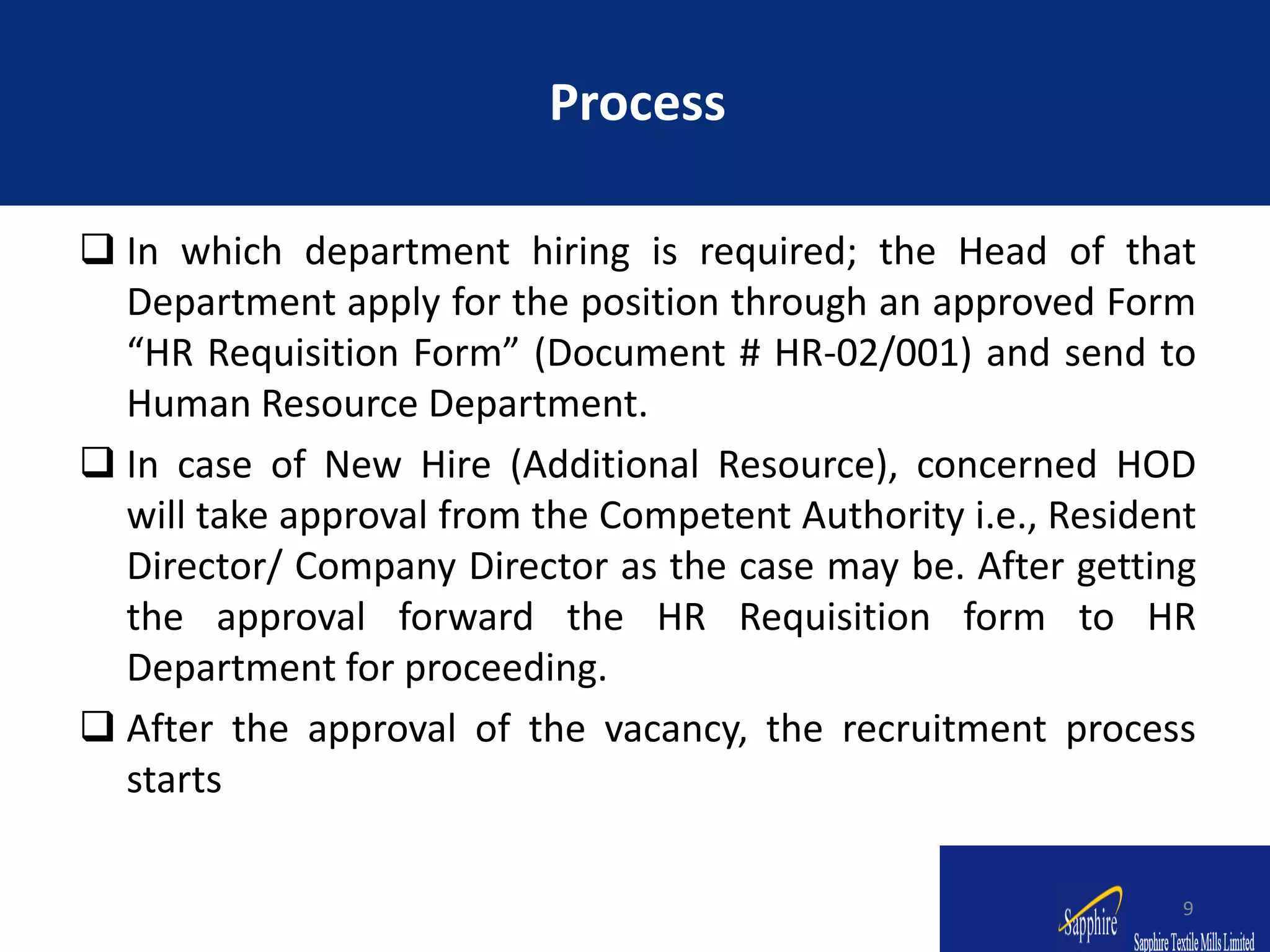 Hiring Process of Saphire Textile Mills | PPTX