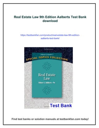 Real Estate Law 9th Edition Aalberts Test Bank | PDF