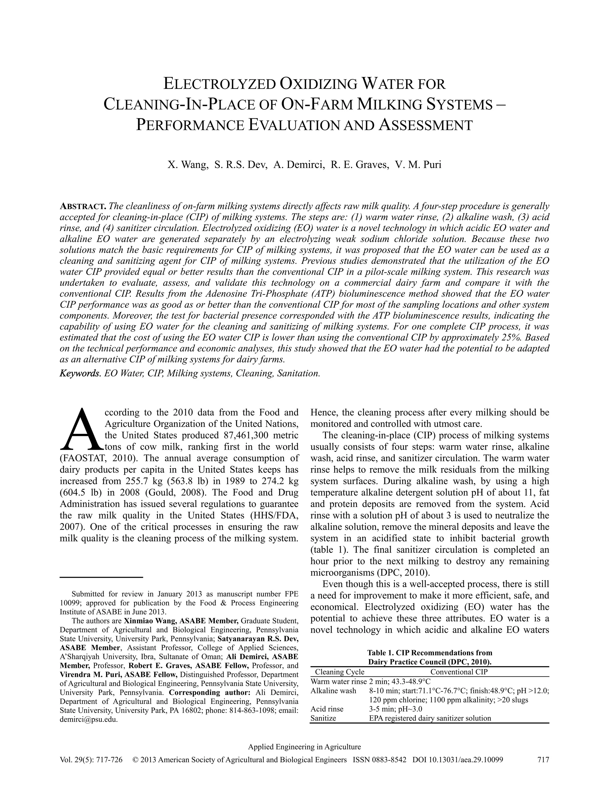 ECA for CIP on Farm Milking Systems | PDF