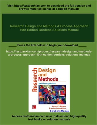 Research Design and Methods A Process Approach 10th Edition Bordens ...