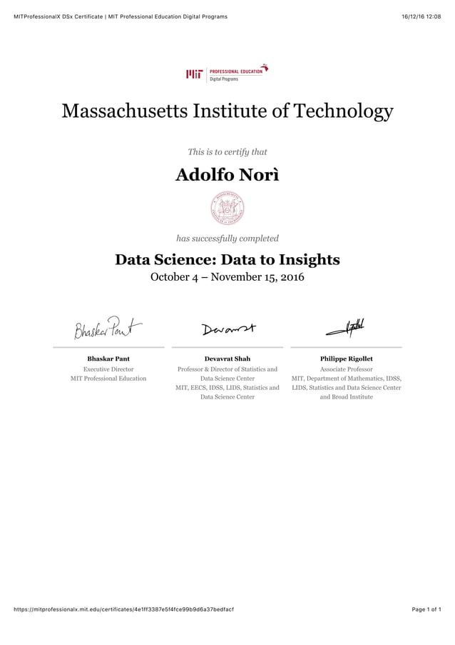 MITProfessionalX DSx Certificate | MIT Professional Education Digital ...