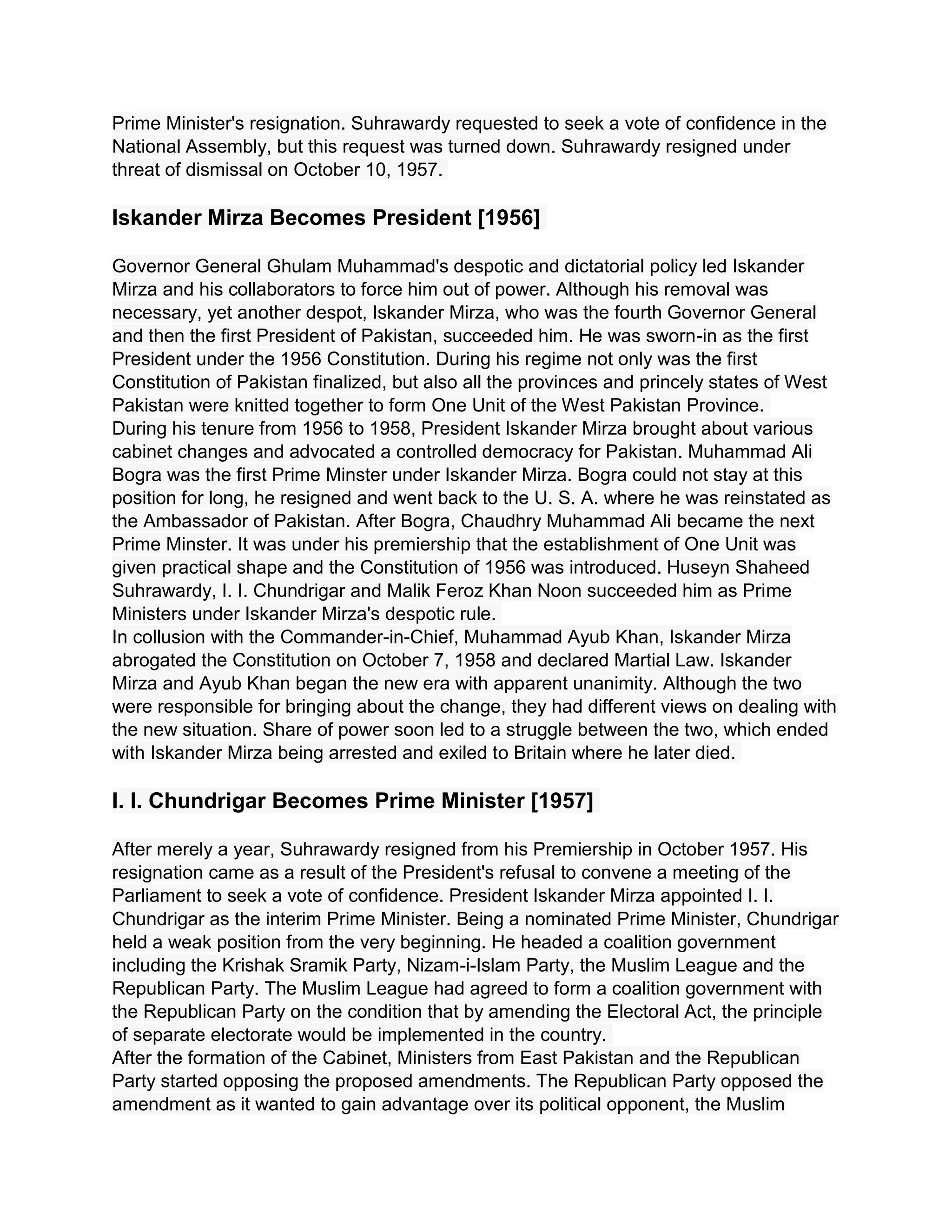 political history of pakistan 1947-1958 | PDF