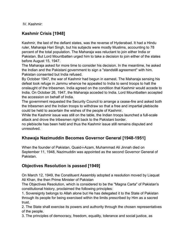 political history of pakistan 1947-1958 | PDF