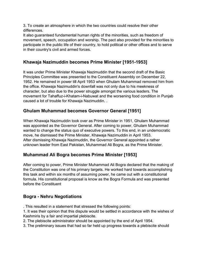 political history of pakistan 1947-1958 | PDF