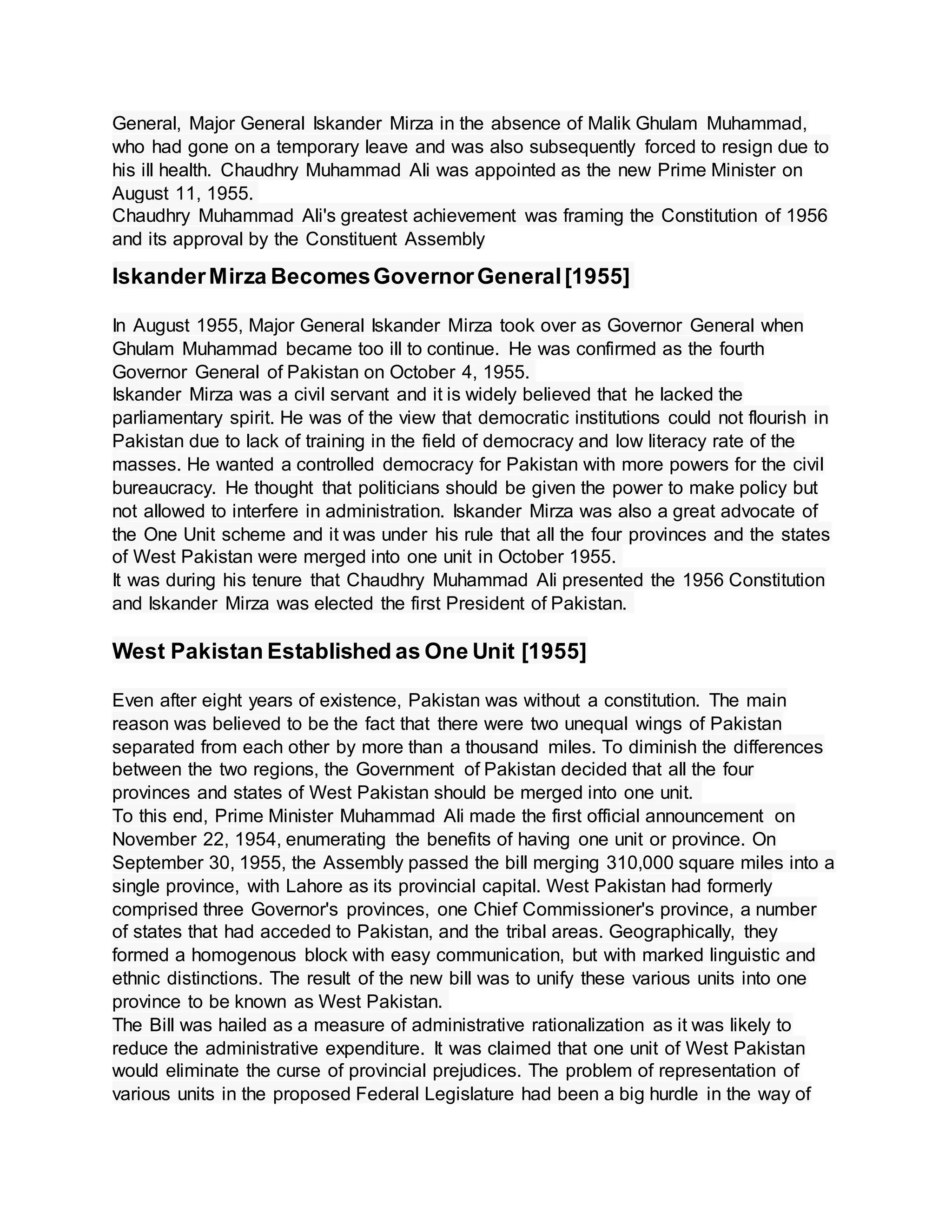political history of pakistan 1947-58 | DOCX