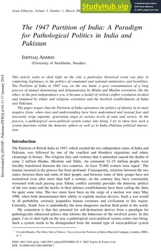 1947 Partition Of India | PDF