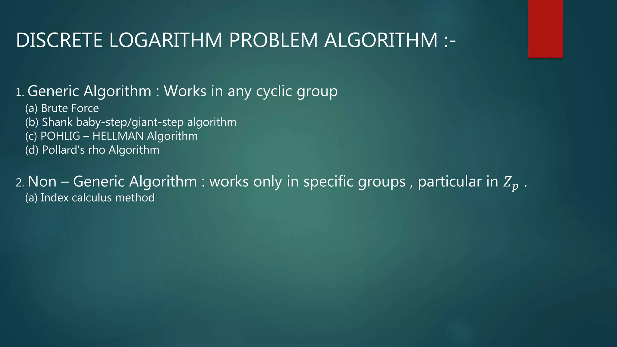 DISCRETE LOGARITHM PROBLEM | PPTX