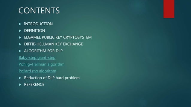 DISCRETE LOGARITHM PROBLEM | PPTX