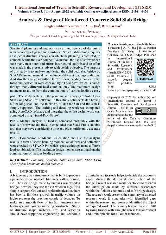 Analysis and Design of Reinforced Concrete Solid Slab Bridge | PDF