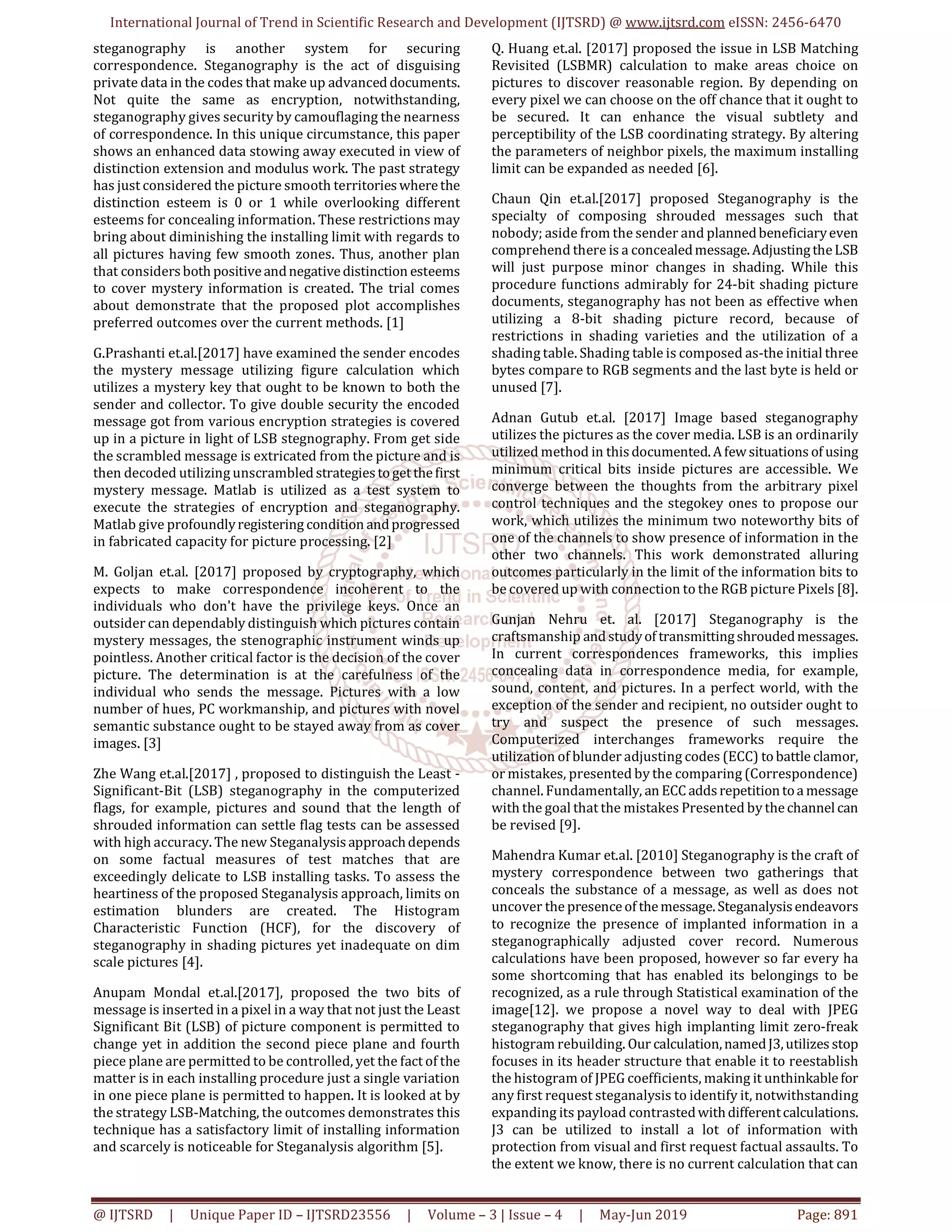 A Review on Stegnography Data Hiding using Color Images | PDF