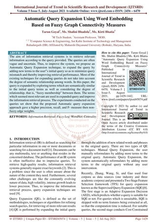 Automatic Query Expansion Using Word Embedding Based on Fuzzy Graph Connectivity Measures | PDF