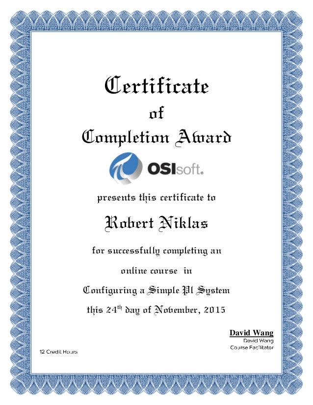 OSI PI Certificate of Training