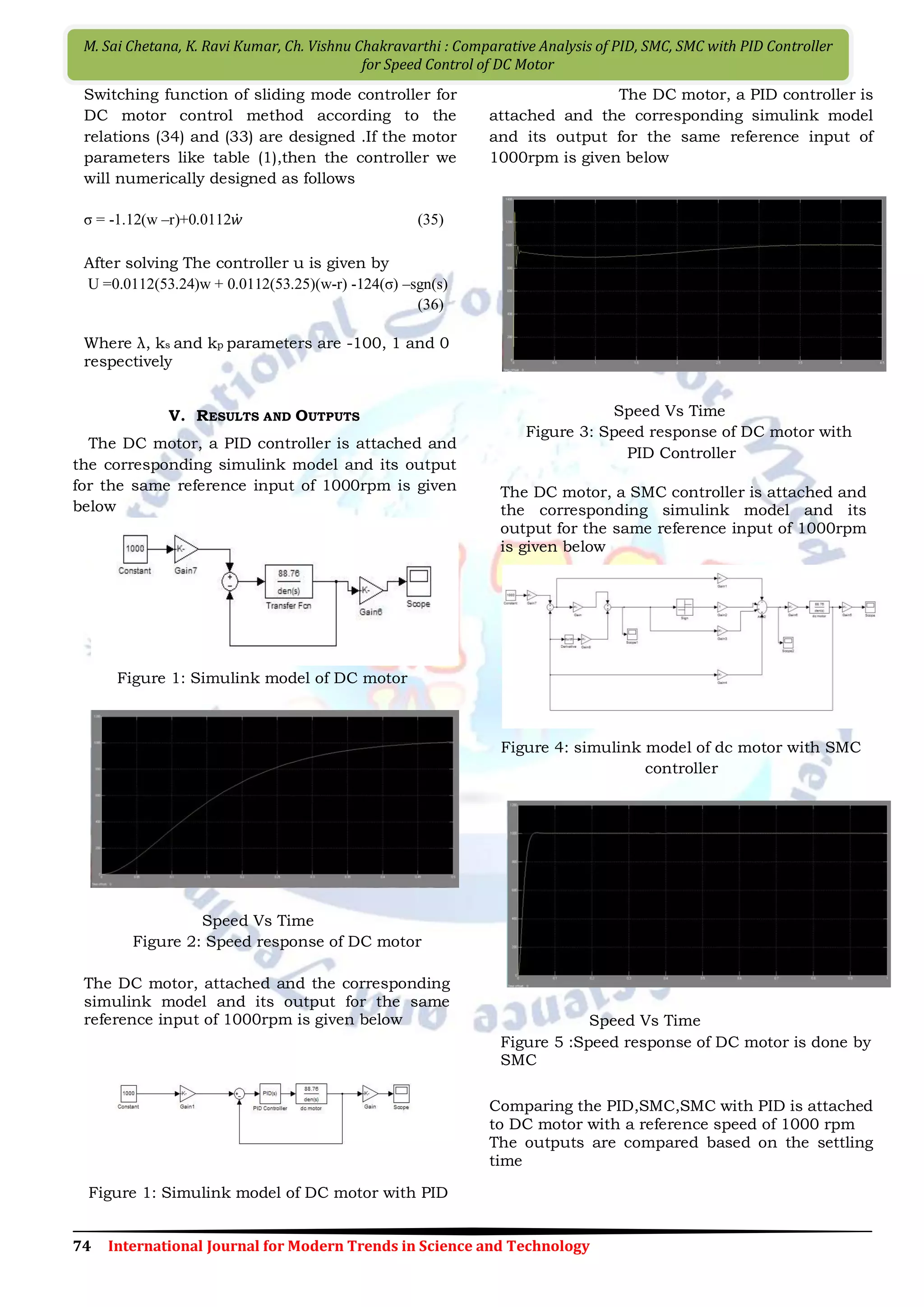 Comparative Analysis Of Pid Smc Smc With Pid Controller For Speed