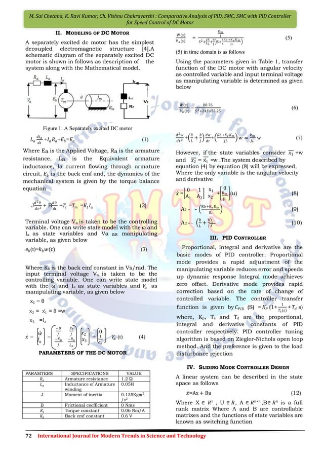 Comparative Analysis Of Pid Smc Smc With Pid Controller For Speed Control Of Dc Motor Pdf