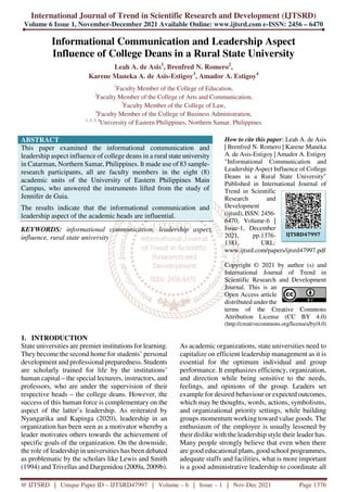 Informational Communication and Leadership Aspect Influence of College ...