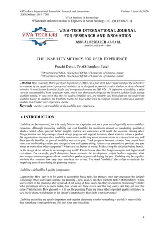 THE USABILITY METRICS FOR USER EXPERIENCE | PDF