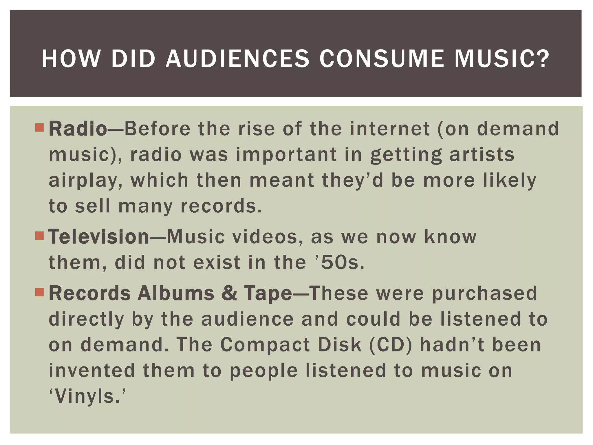 The Music Industry - 1950s | PPTX