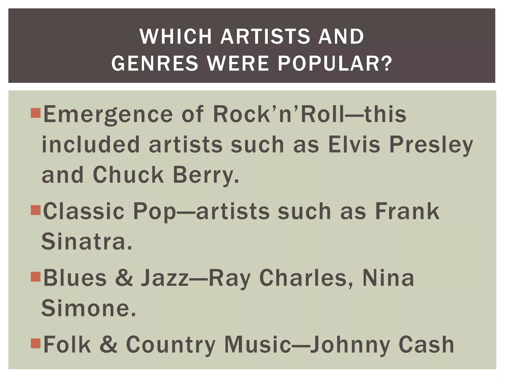 The Music Industry - 1950s | PPTX