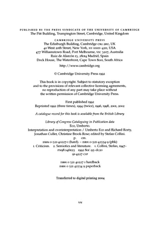 Interpretation and overinterpretation Eco | PDF