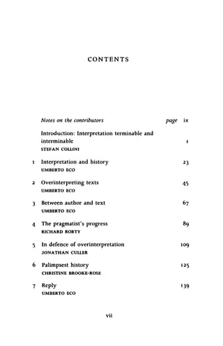 Interpretation and overinterpretation Eco | PDF