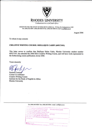 Creative writing course certificate | PDF
