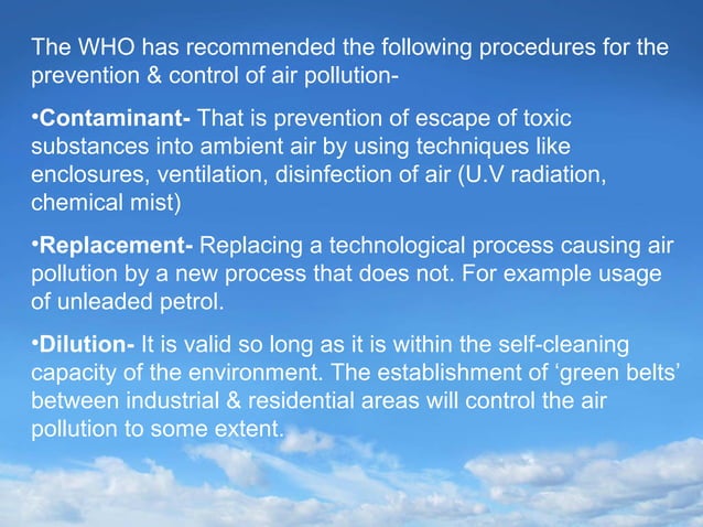 Monitoring of air pollution | PPT | Indoor Environmental Quality | Home ...