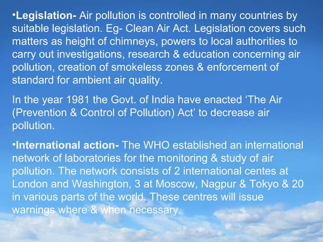 Monitoring of air pollution | PPT | Indoor Environmental Quality | Home ...