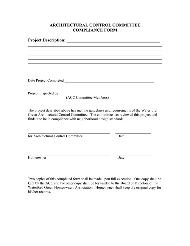 1954 Wg Architectural Control Committee Compliance | PDF