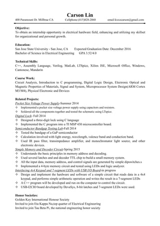 Carson Lin_Resume | PDF | Consumer Electronics | Technology & Computing