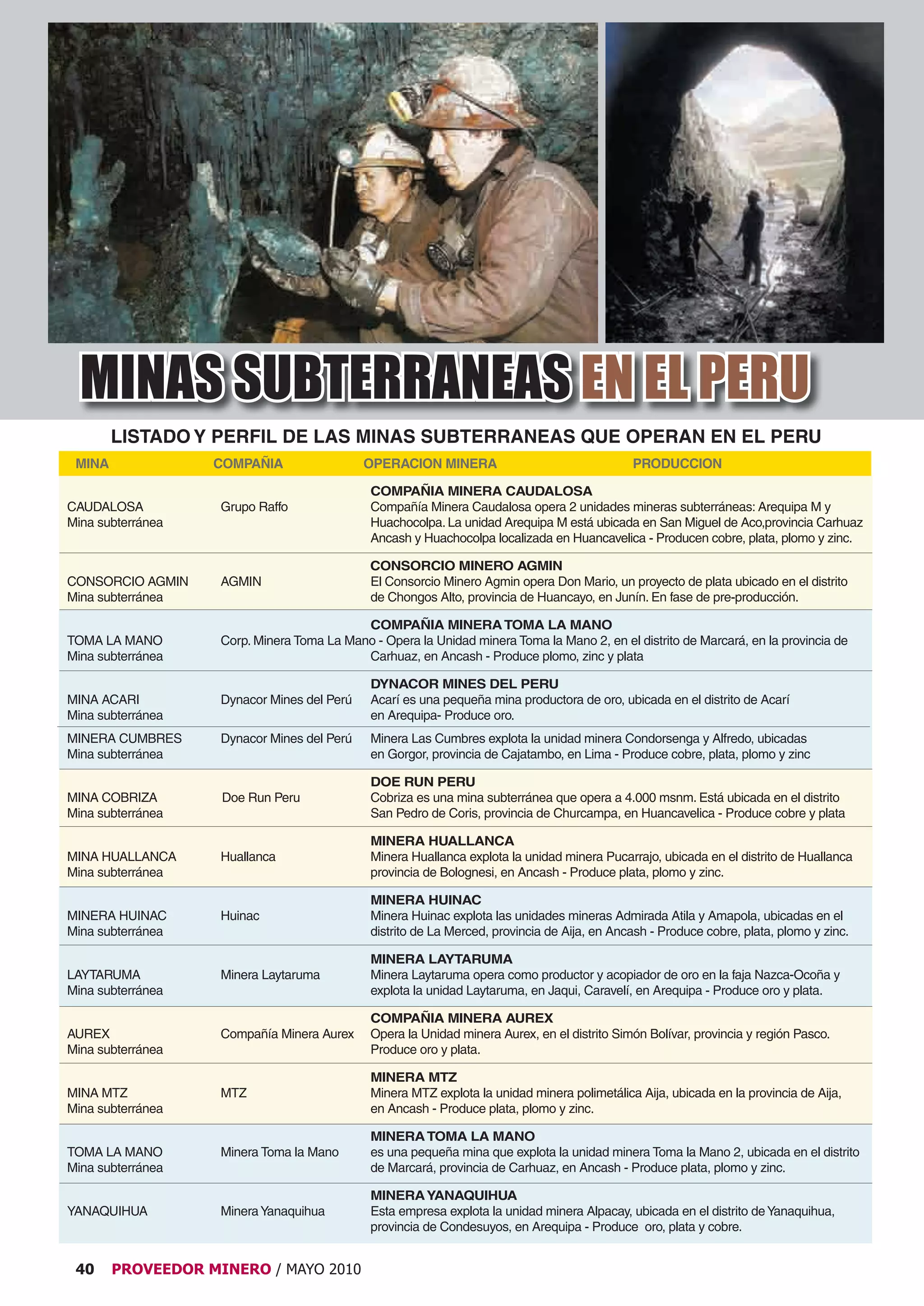 Principales minas del Perú | PDF