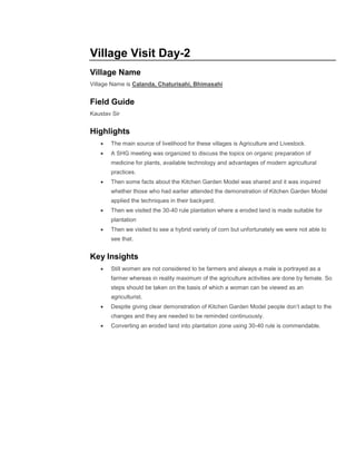 Village Visit Day | PDF