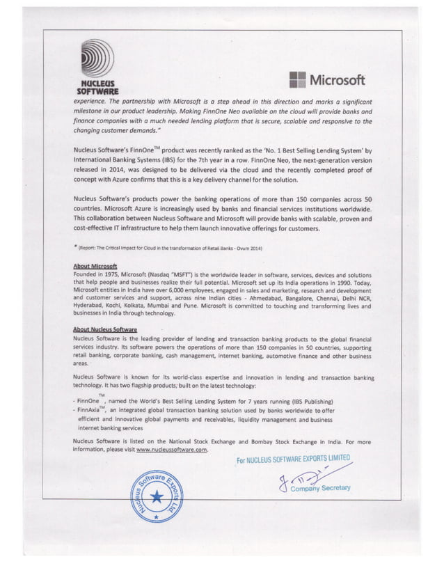 Nucleus-Microsoft Cloud Alliance Announcement | PDF