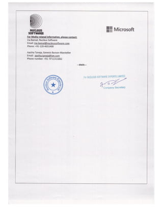 Nucleus-Microsoft Cloud Alliance Announcement | PDF