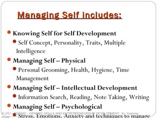 Managing self | PPT