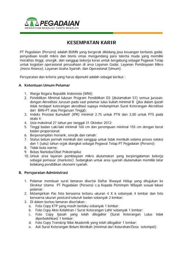 19578 pengumuman kesempatan_kerja_pt_pegadaian_(persero)_tahap_ii_tahun_2012 | PDF