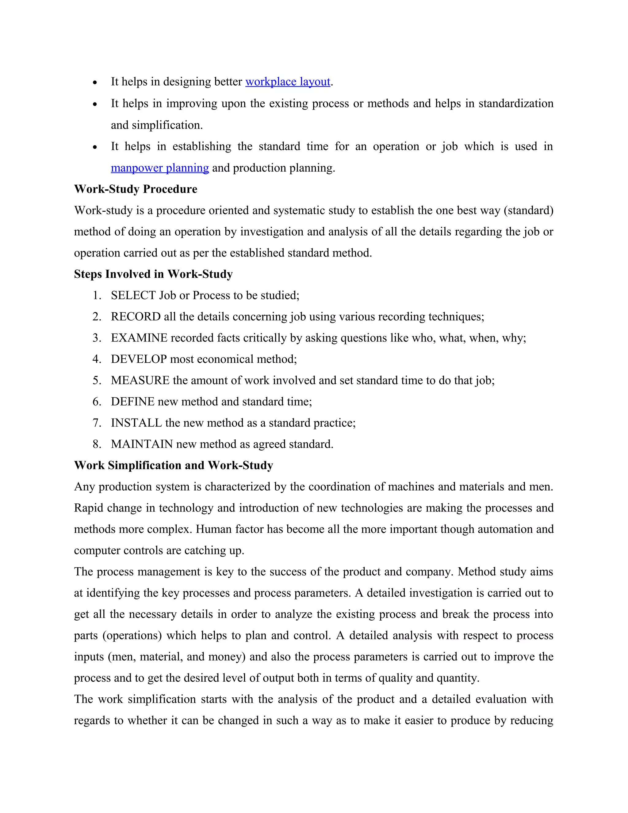 195846452 work-study-layout | DOC | Mechanical and Industrial Engineering Industry | Industries