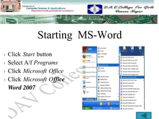 Micro Soft Word 2007 Basics Present.pptx