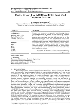 Control Strategy Used in DFIG and PMSG Based Wind Turbines an Overview ...
