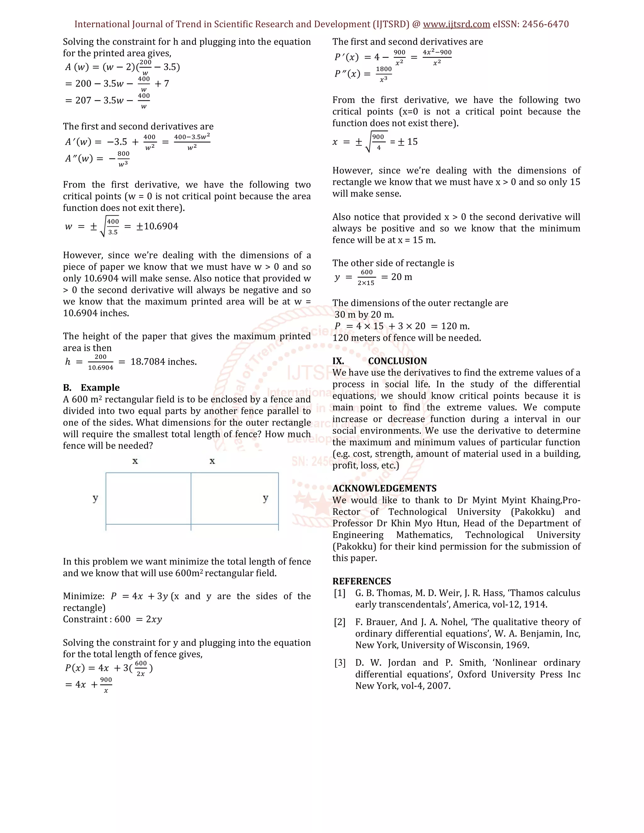 Finding the Extreme Values with some Application of Derivatives | PDF
