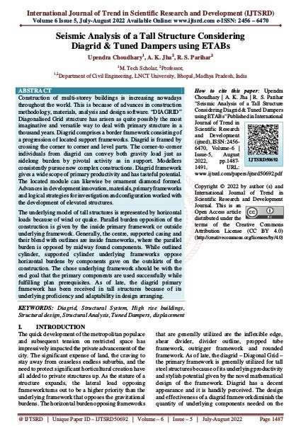 Seismic Analysis of a Tall Structure Considering Diagrid and Tuned Dampers using ETABs | PDF
