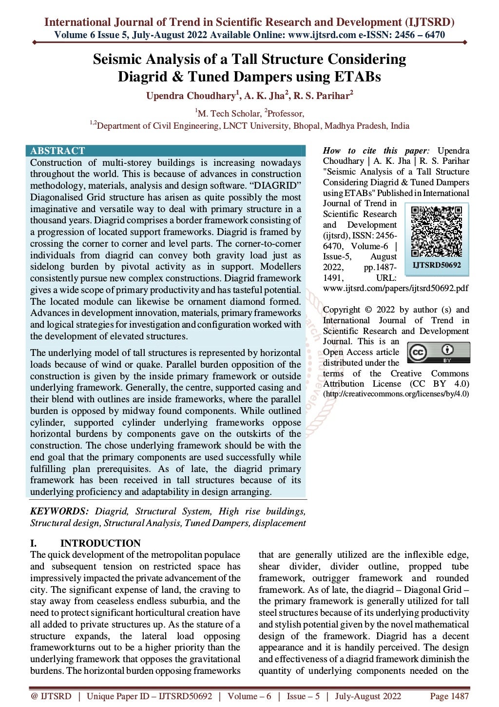 Seismic Analysis of a Tall Structure Considering Diagrid and Tuned Dampers using ETABs | PDF