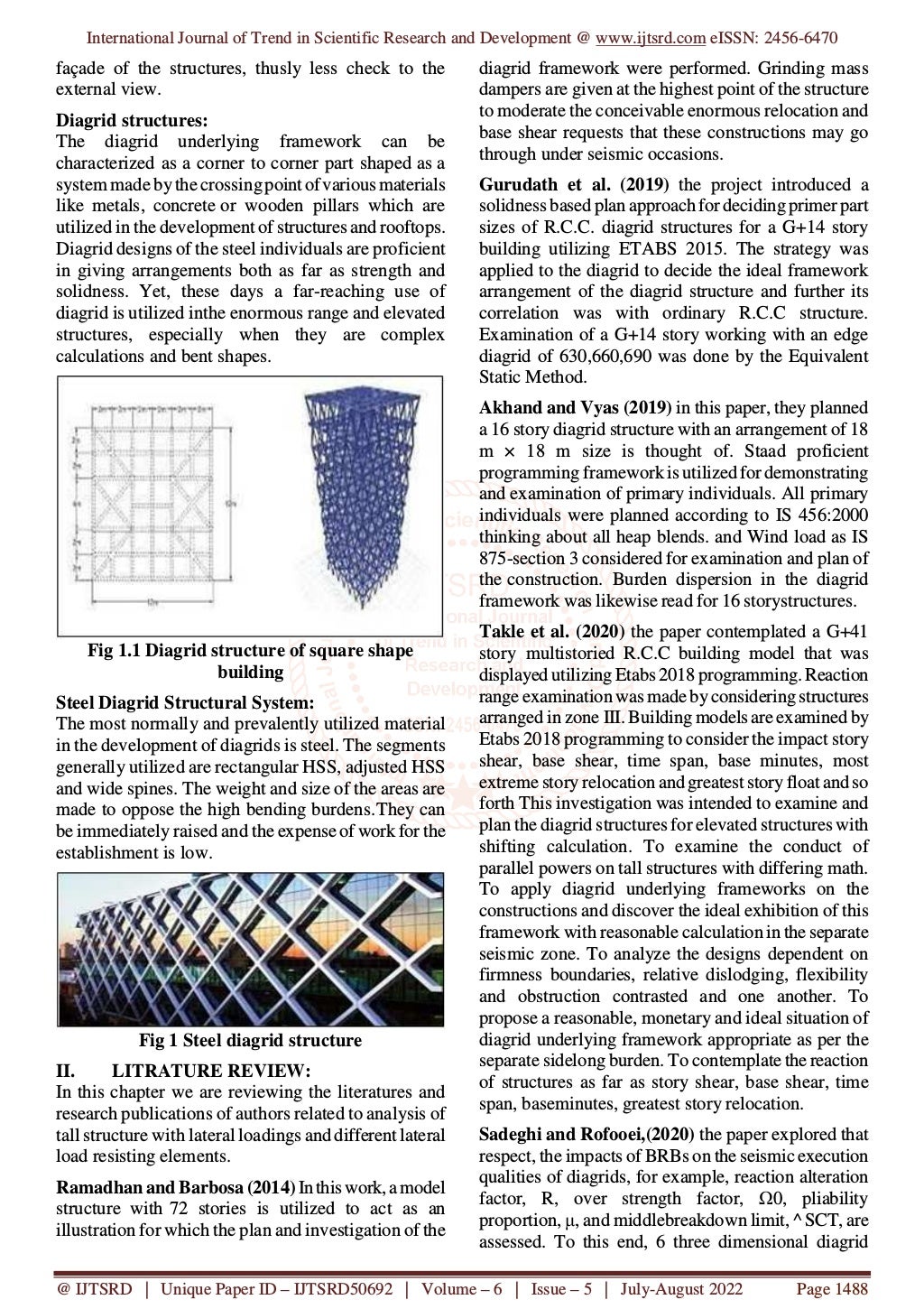 Seismic Analysis of a Tall Structure Considering Diagrid and Tuned Dampers using ETABs | PDF
