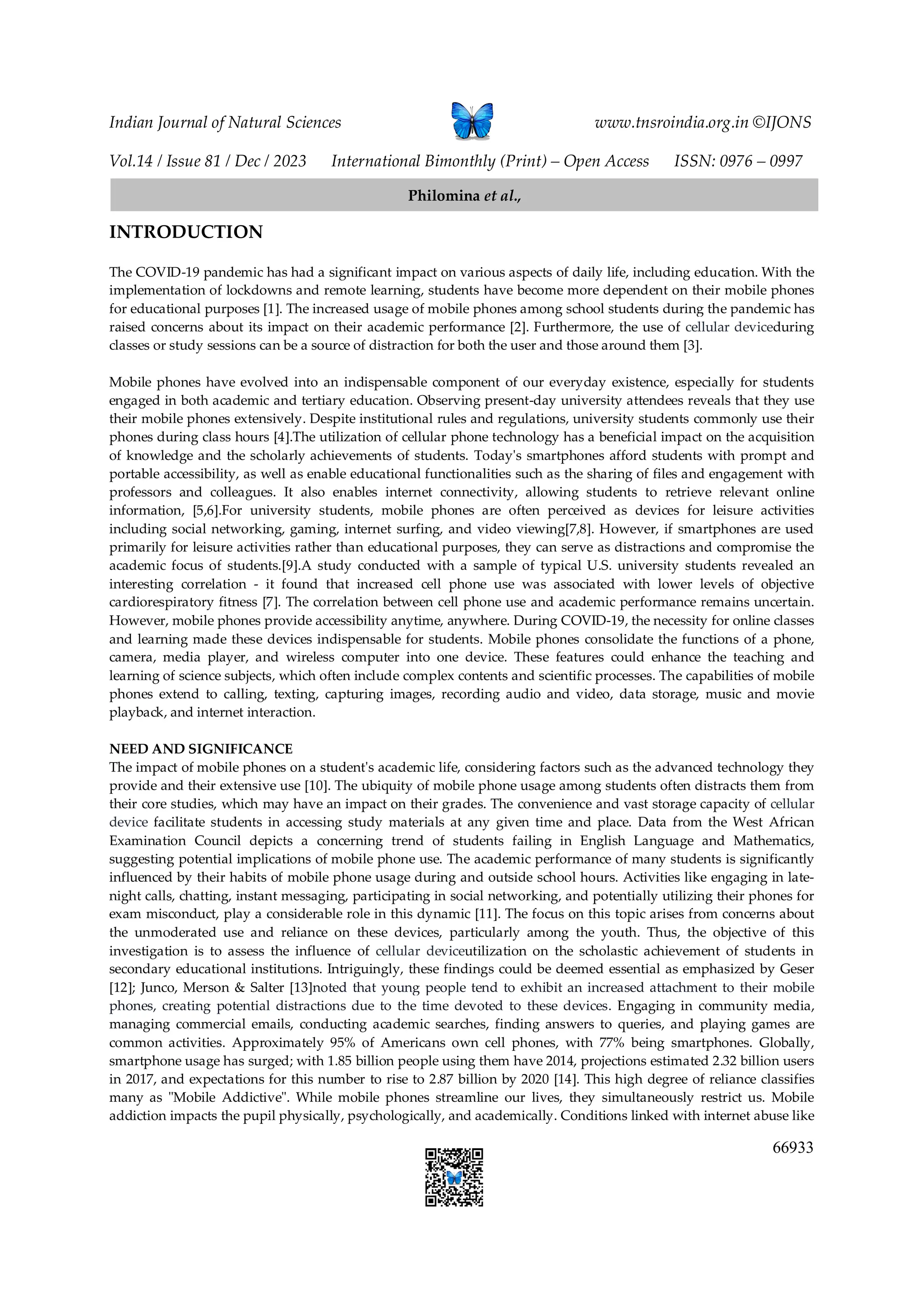 Impact of Mobile Phone usage on School Students’ Academic Performance ...