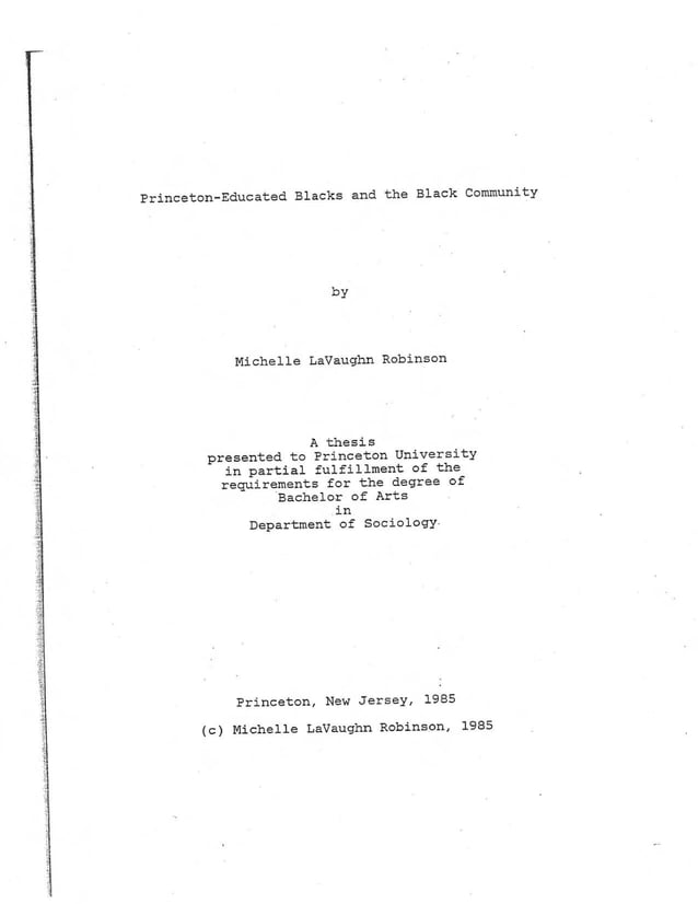 Michelle Obama Thesis Part 1 | PDF