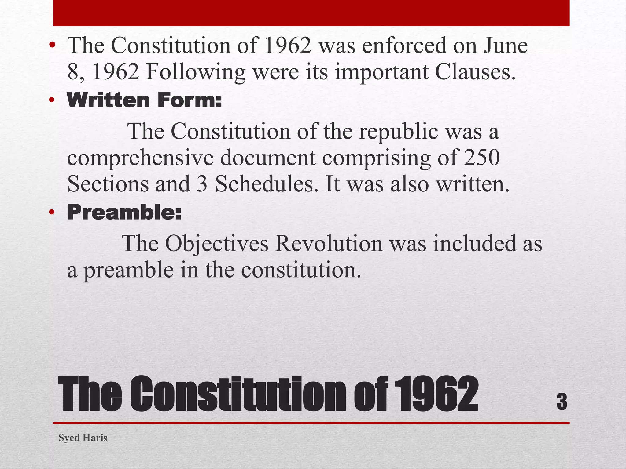1962 constitution of pakistan | PPTX
