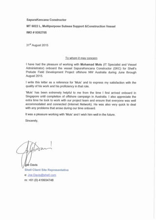 M Muis Shell Appreciation letter | PDF