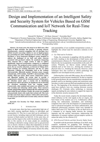 Design and Implementation of an Intelligent Safety and Security System ...