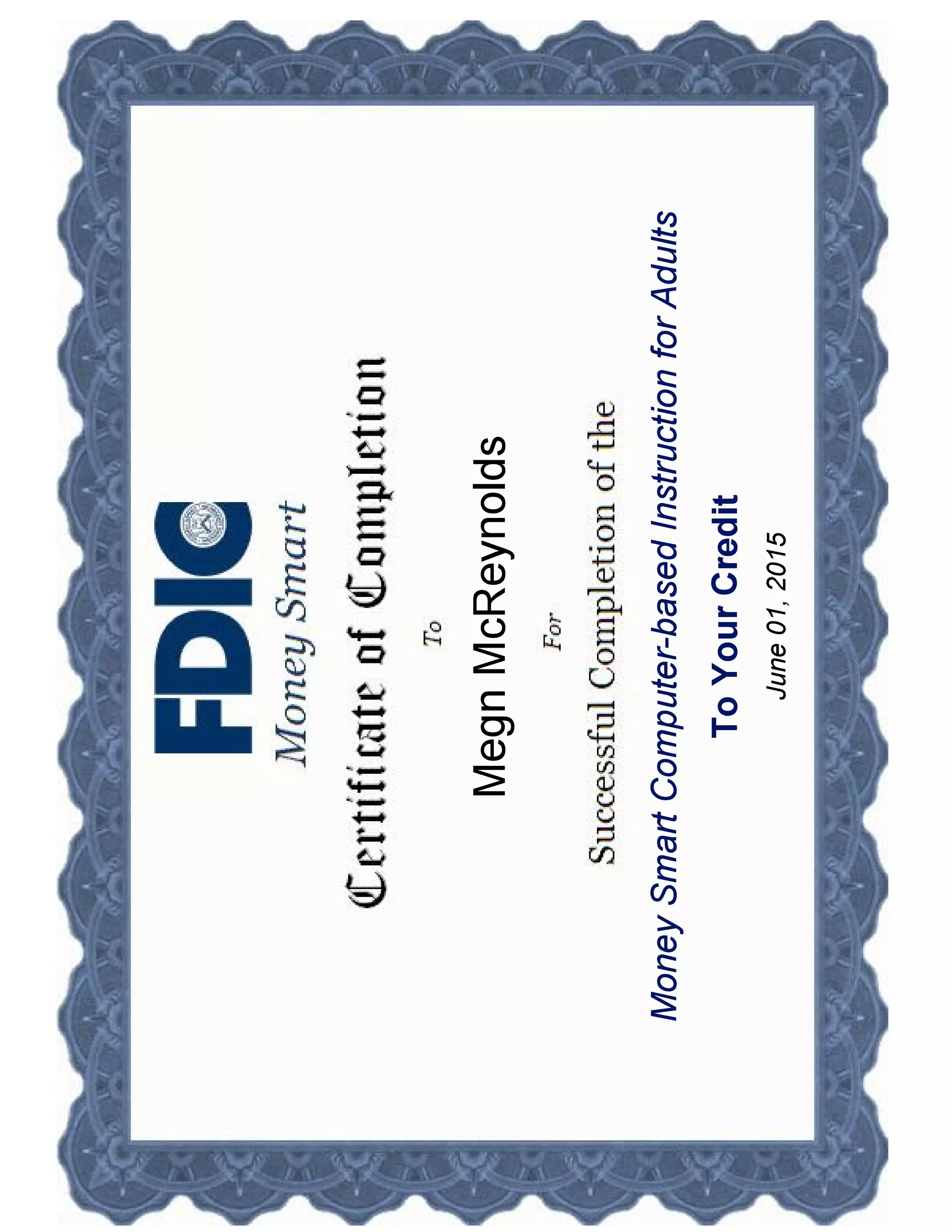FDIC To your credit cert | PDF