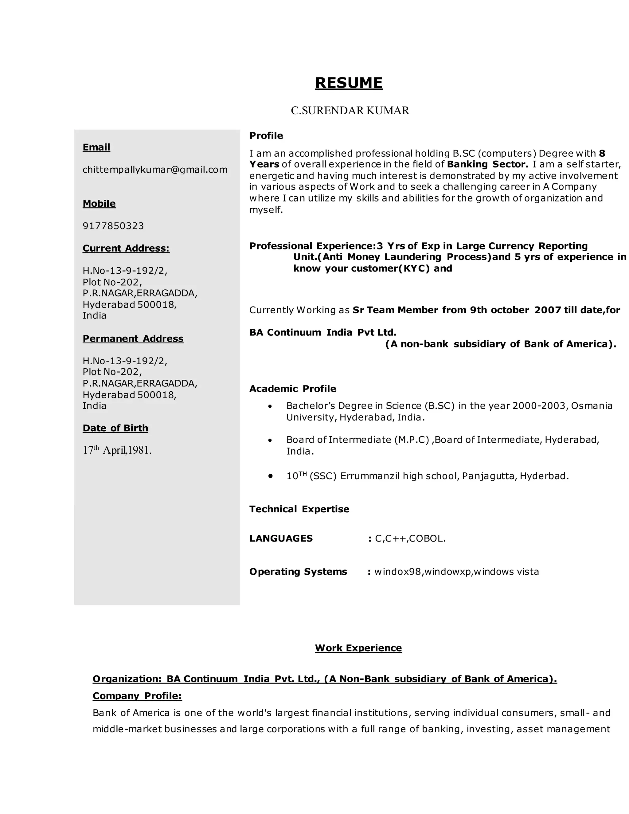 surender AML resume | PDF