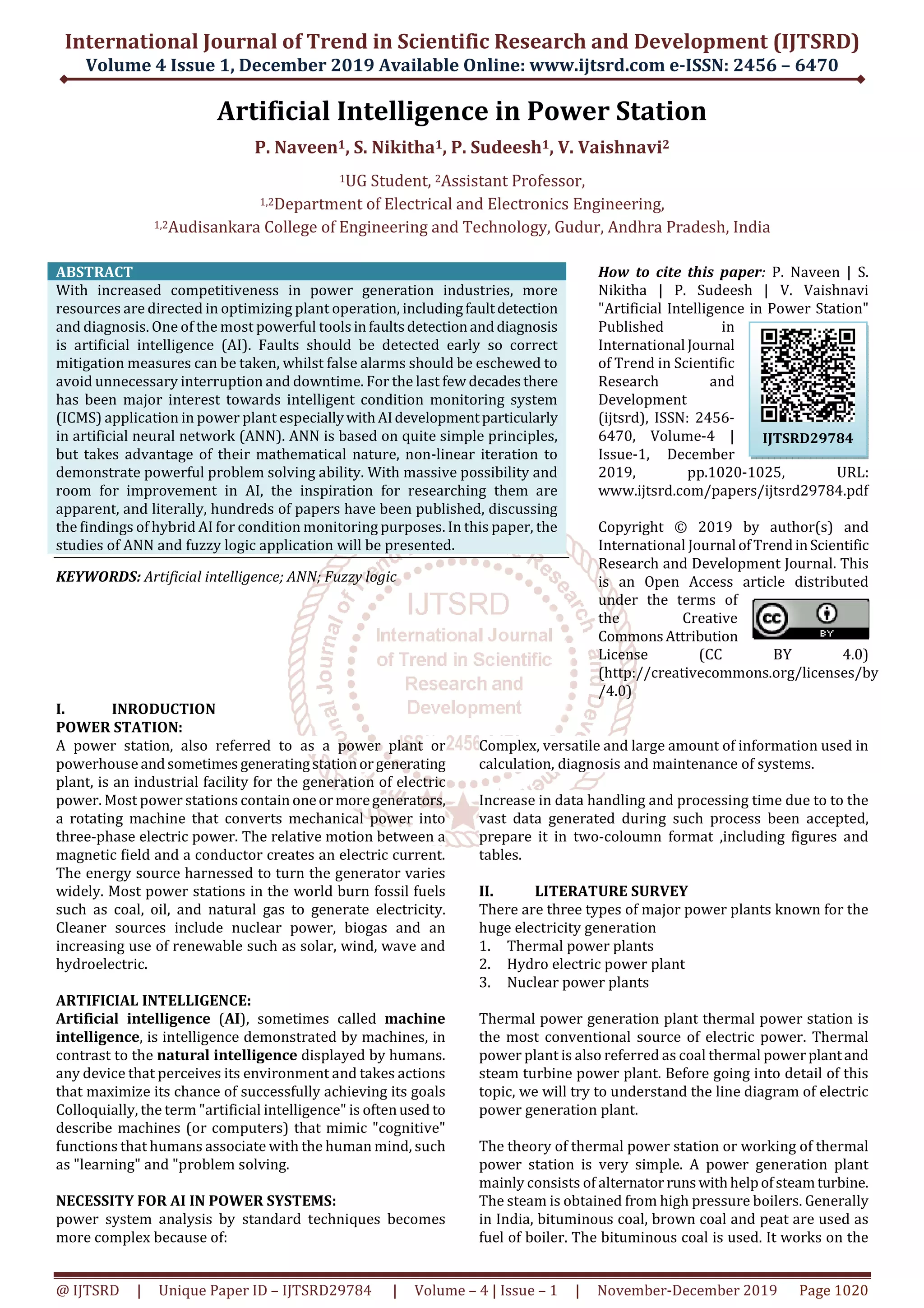 Artificial Intelligence in Power Station | PDF